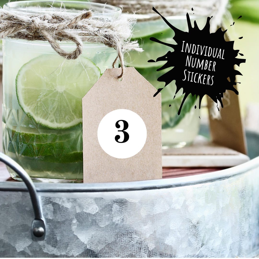 Number Stickers for Mason Jar Tags Number Decals Vintage Inspired ...