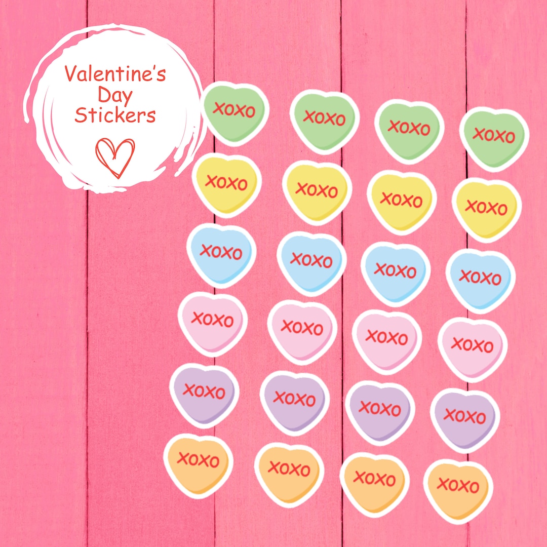 Conversation Heart Stickers for Valentines Day Stickers Heart Decals ...
