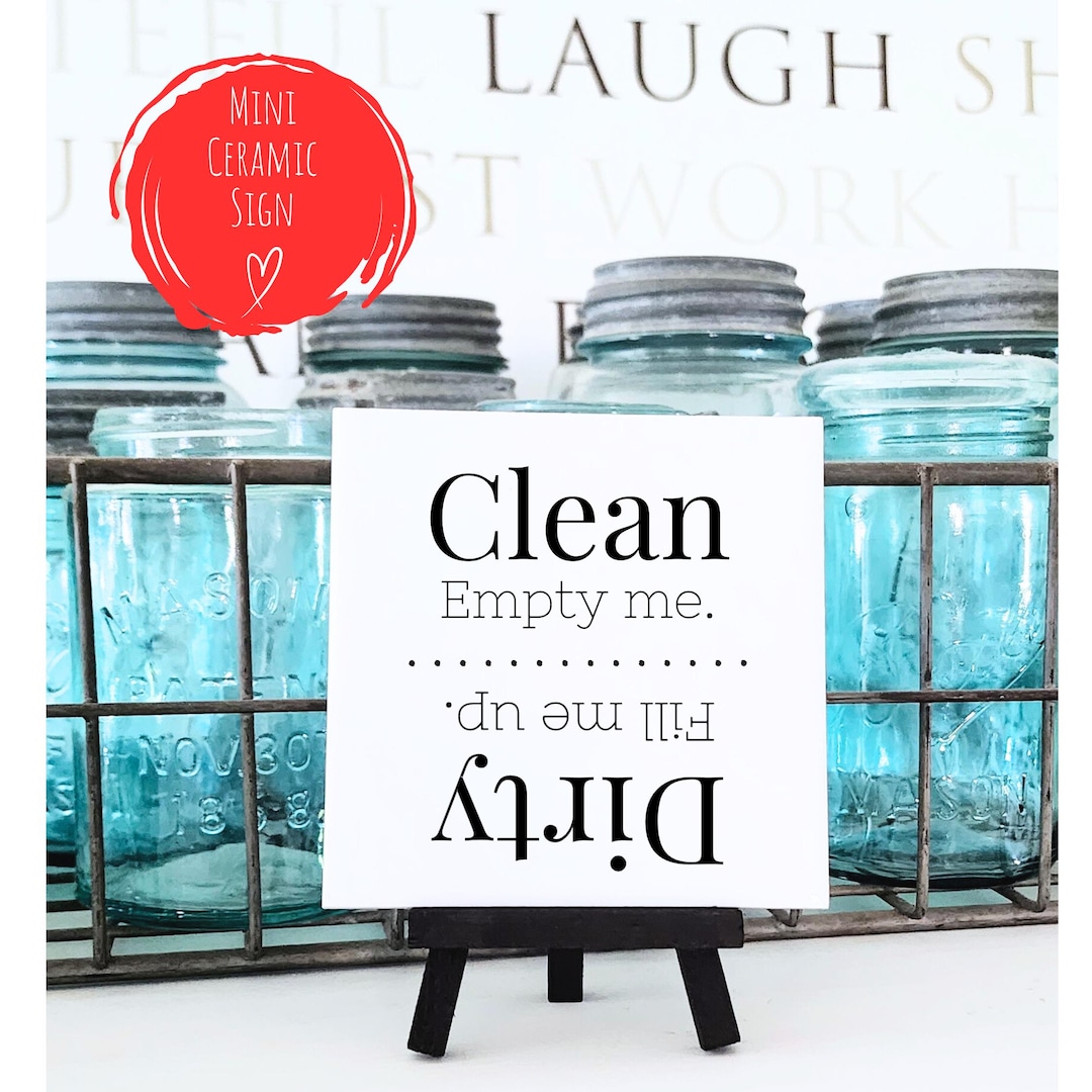 Clean Dirty Dishwasher Sign: Ceramic Kitchen Decor (4.25" X 4.25") - Etsy