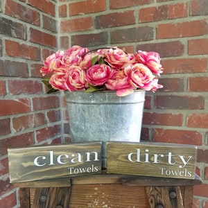 Clean Dirty Towels Wood Sign Set. Clean Towels Sign, Dirty Towels Sign ...