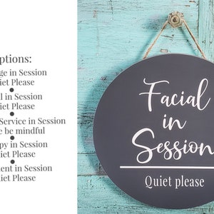 Spa Service in Session Sign Quiet Please Sign Round Welcome Sign ...