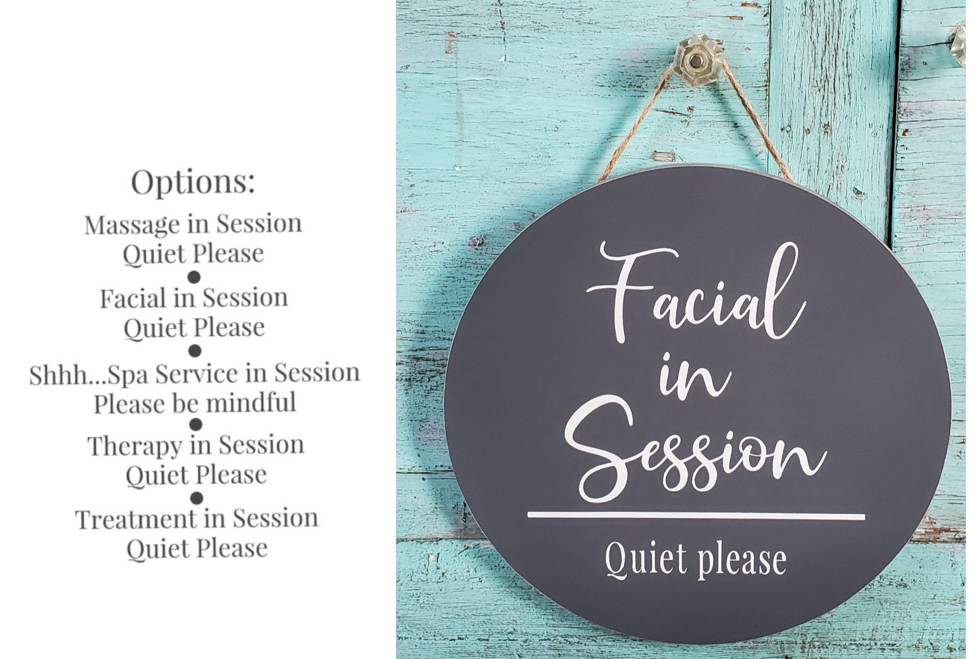 Spa Service in Session Sign Quiet Please Sign Round Welcome - Etsy