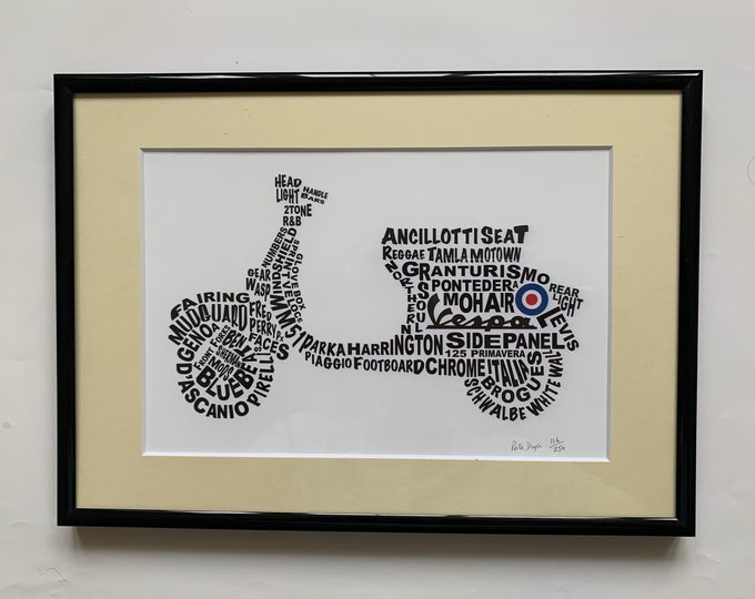 Vespa - a Limited Edition Print of a Vespa Scooter, Designed Using ...