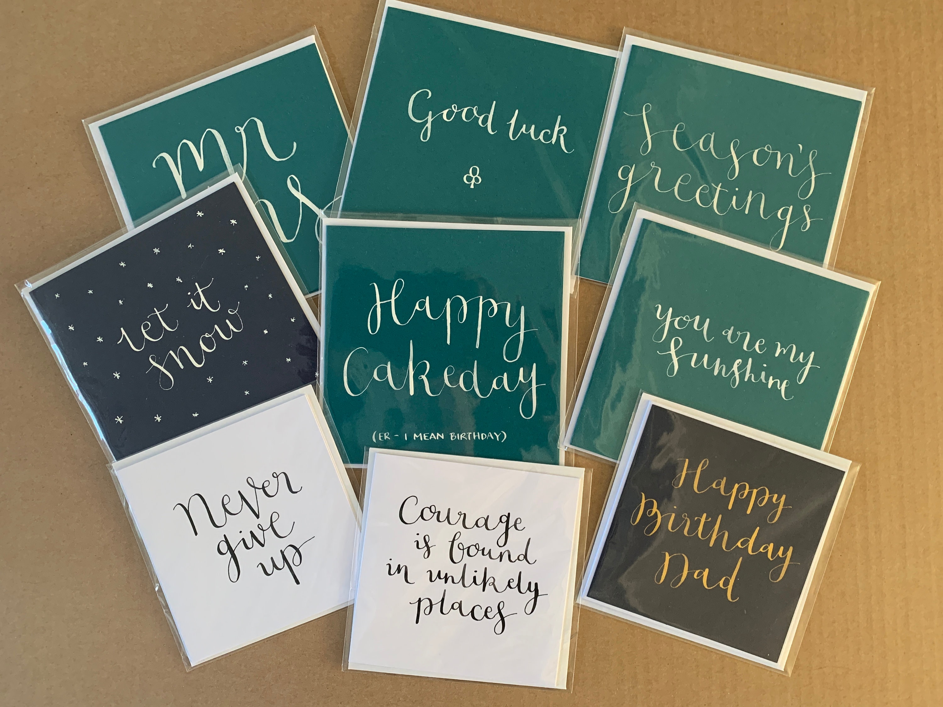 Card bundle 9 Modern Calligraphy Greetings Cards | Etsy