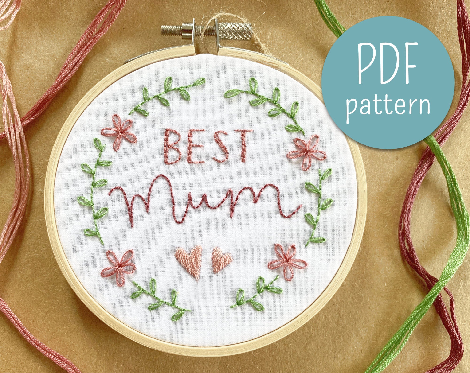 Best Mum Embroidery Pattern PDF With Instructions Instant - Etsy UK