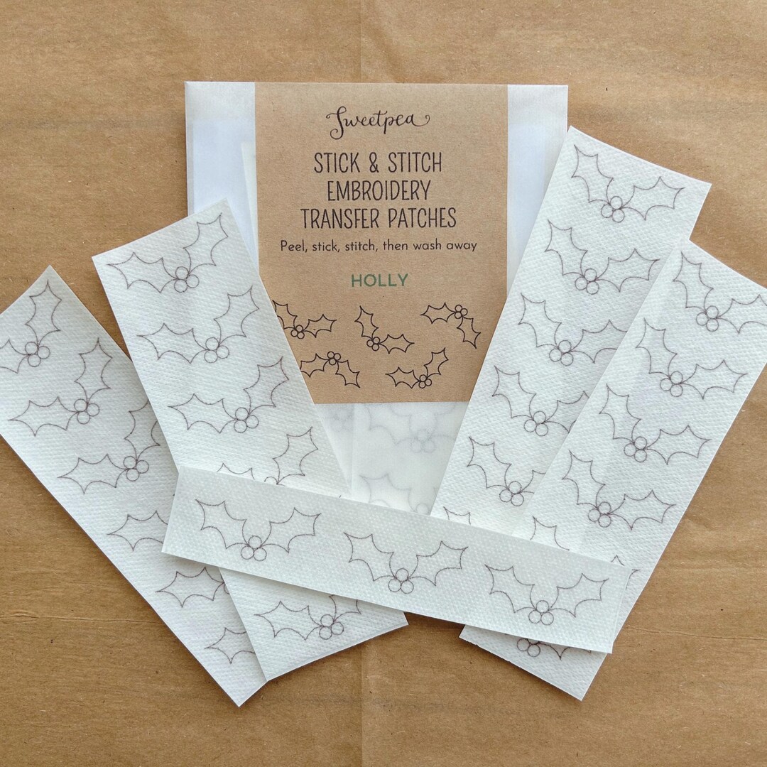 Christmas Holly Stick & Stitch Embroidery Transfer Patches - Etsy UK