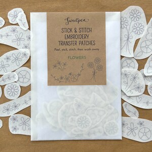 Flowers Stick & Stitch Embroidery Transfer Patches - Etsy