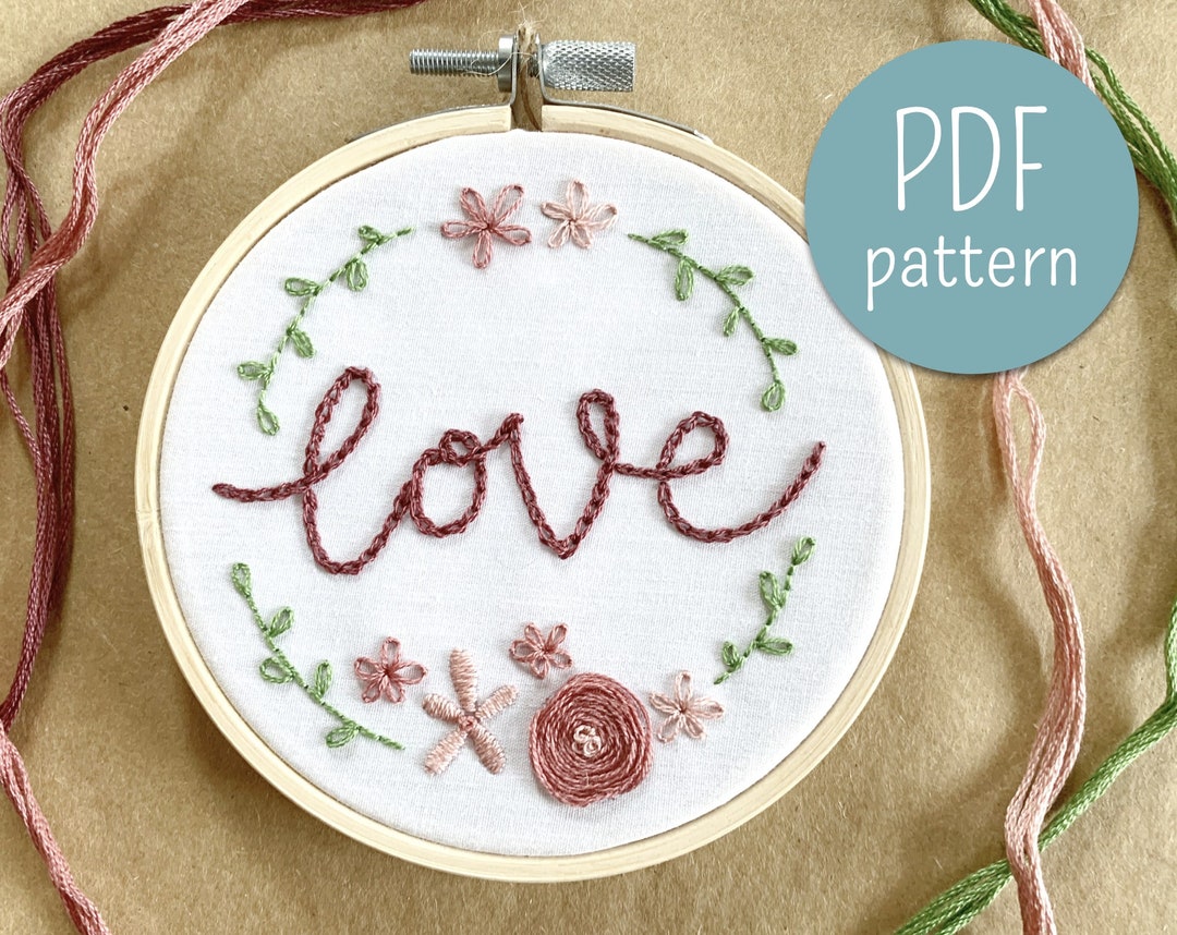 Love Embroidery Pattern PDF With Instructions Instant - Etsy