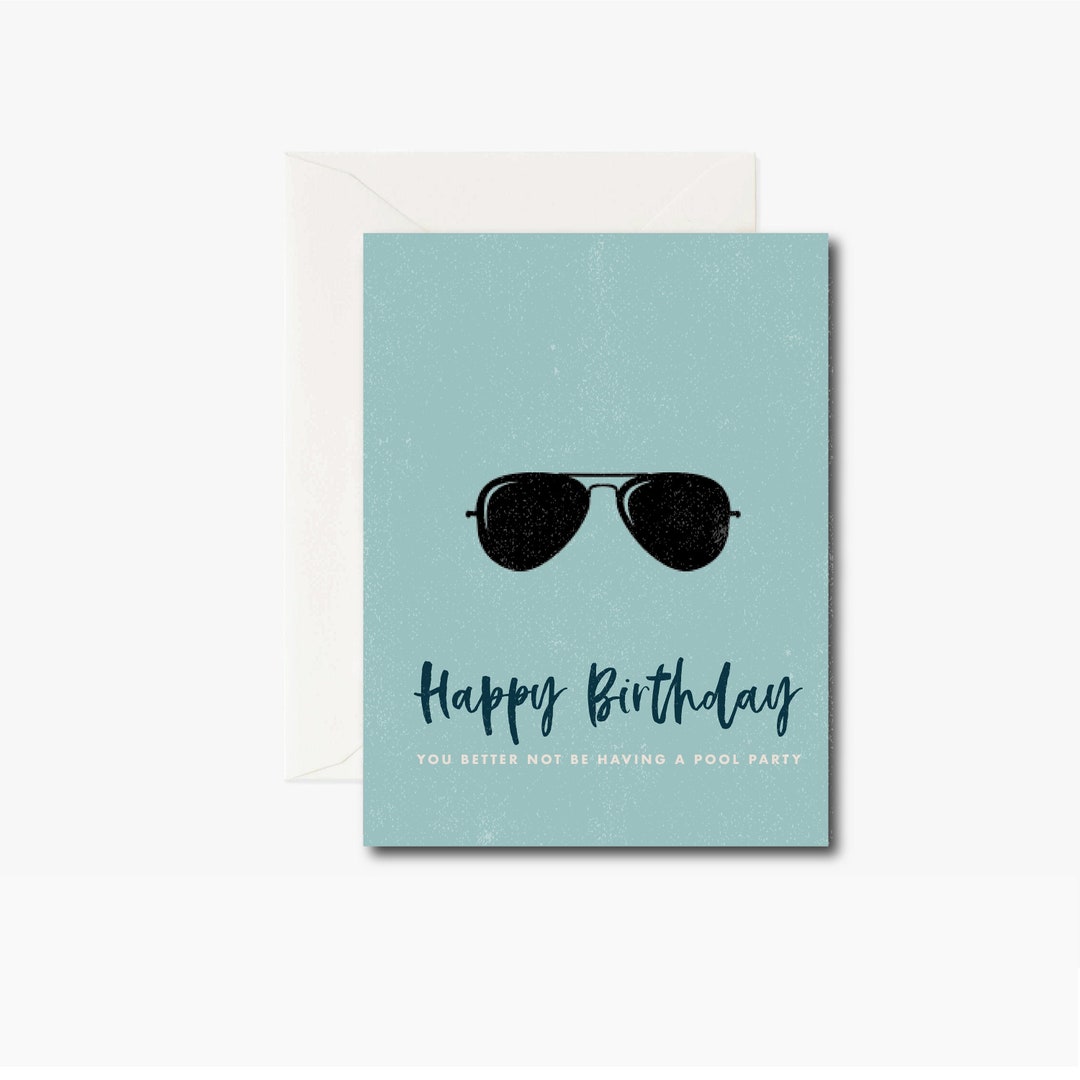 No Pool Party Birthday Greeting Card - Etsy
