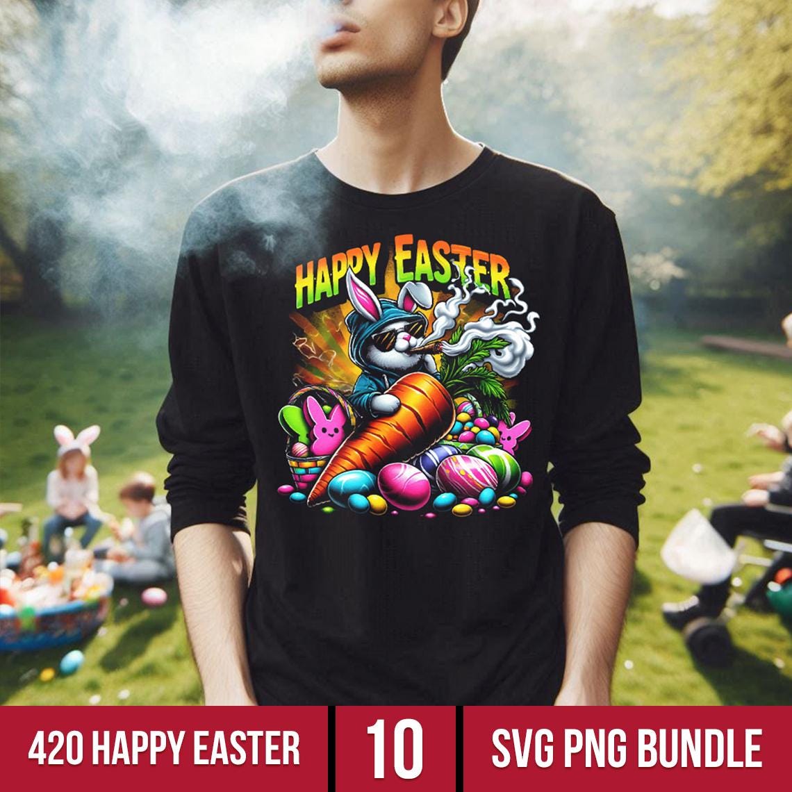 420 Happy Easter - PNG Bundle: DTF, Dtg, Halftone, Stoner Bunny Smoker ...