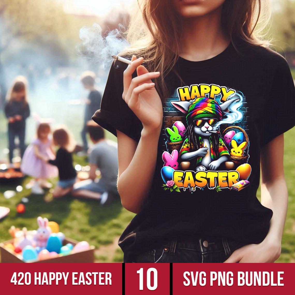 420 Happy Easter - PNG Bundle: DTF, Dtg, Halftone, Stoner Bunny Smoker ...