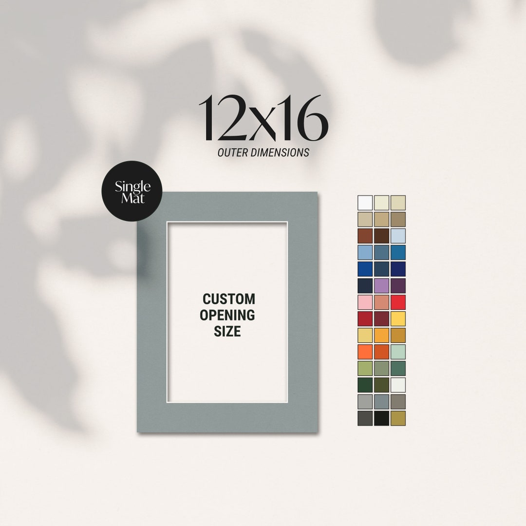 12x16 Custom Cut Single Matboard, 12x16 Picture Frame Mat, Conservation ...