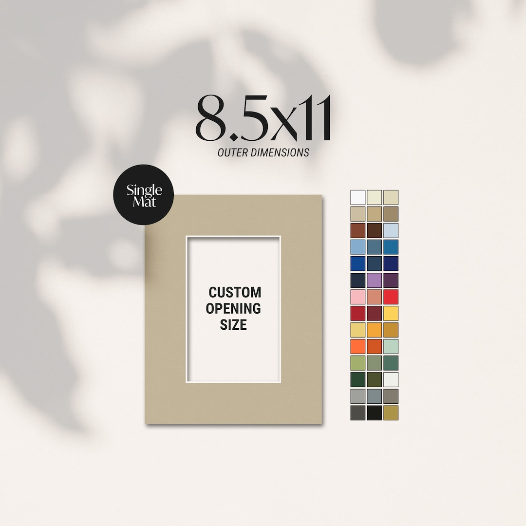 8.5x11 Custom Cut Single Matboard, Picture Frame Mat, Mat for 5x7 ...