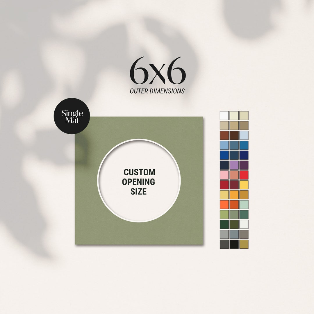 Circle / Oval Opening | 6x6 Custom Cut Single Matboard, Square Photo ...