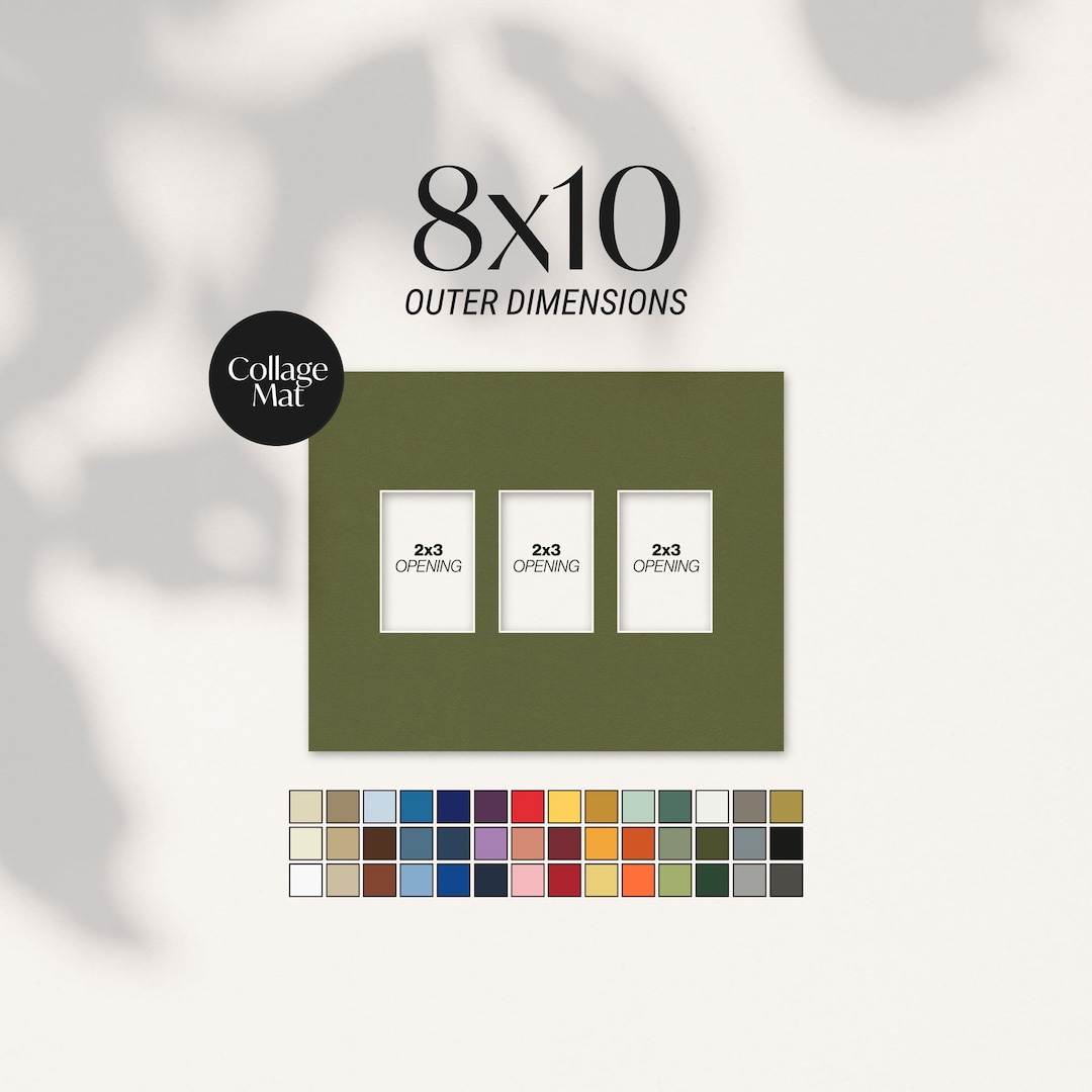 8x10 Collage Matboard for Three Wallet Size Photos, Fits 2.5x3.5 Wallet ...