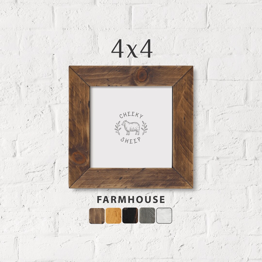 Farmhouse 4x4 Picture Frame in Your Choice of Colors - Solid Wood ...