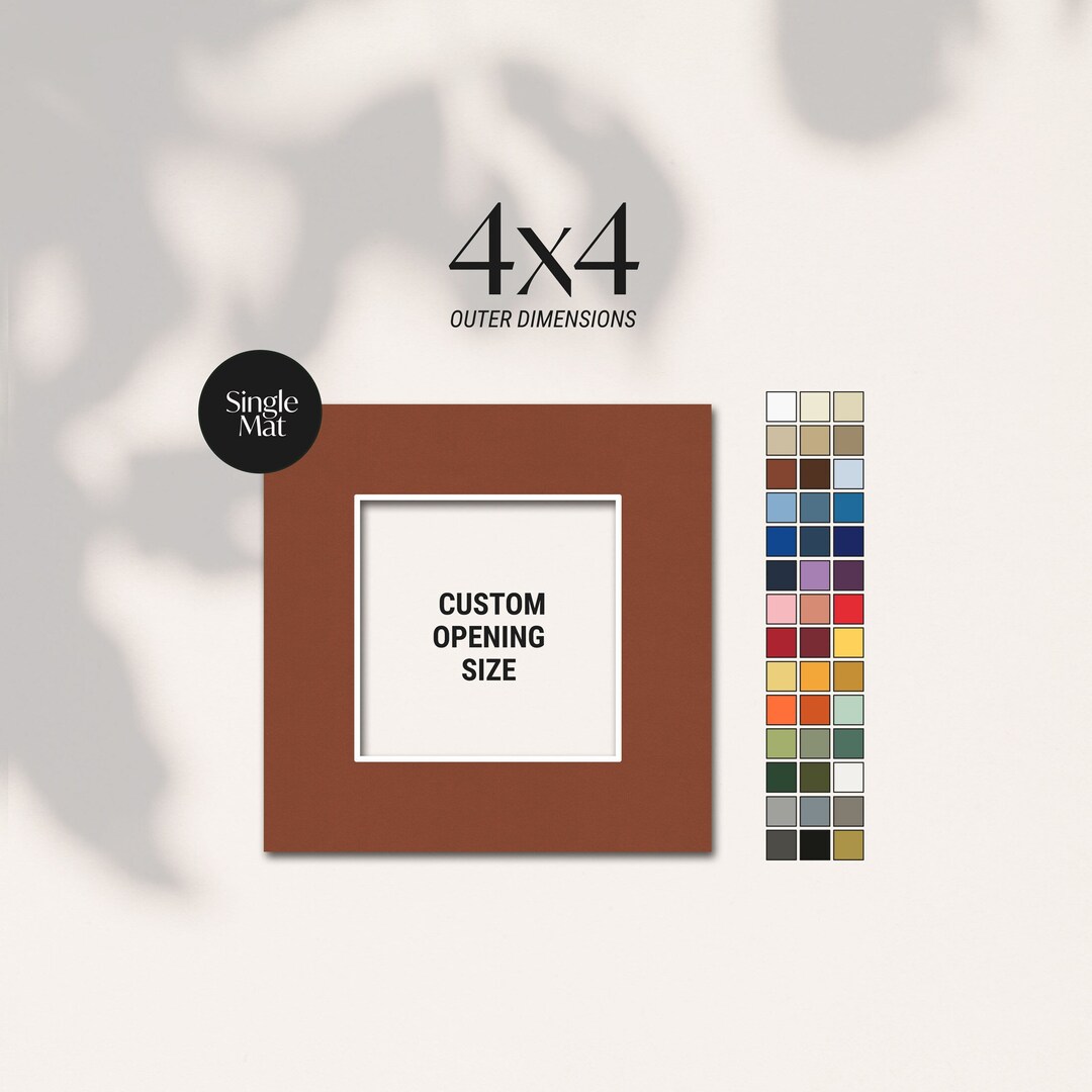 4x4 Custom Cut Single Matboard for 4x4 Fame, Mini Photo Mat, Wall Decor ...