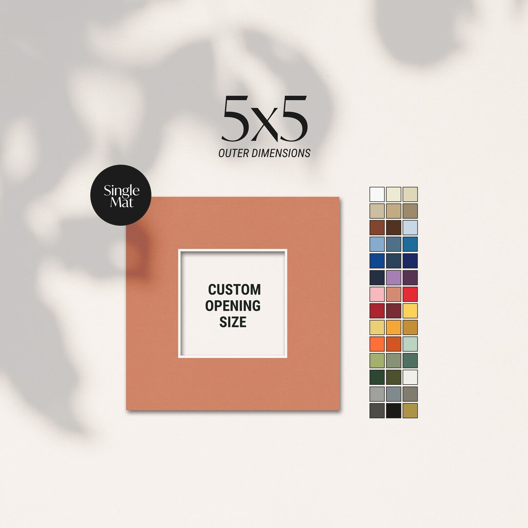 5x5 Custom Cut Single Matboard for 5x5 Fame, Custom Photo Mat, Wall ...
