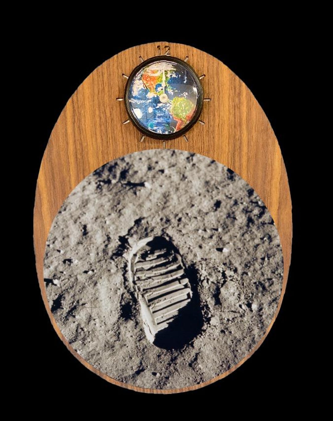 Moon Boot Print Clock: Science Art, Walnut Frame - Etsy