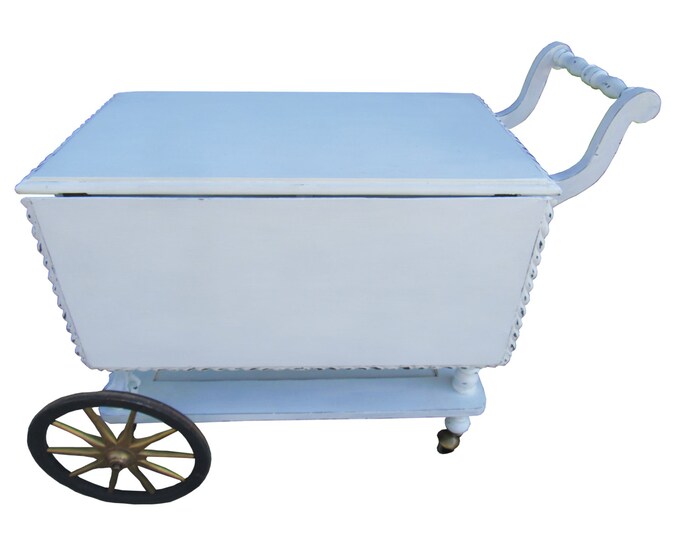 Vintage French Provincial Rolling Cart Shabby Chic Tea Cart Tea White ...