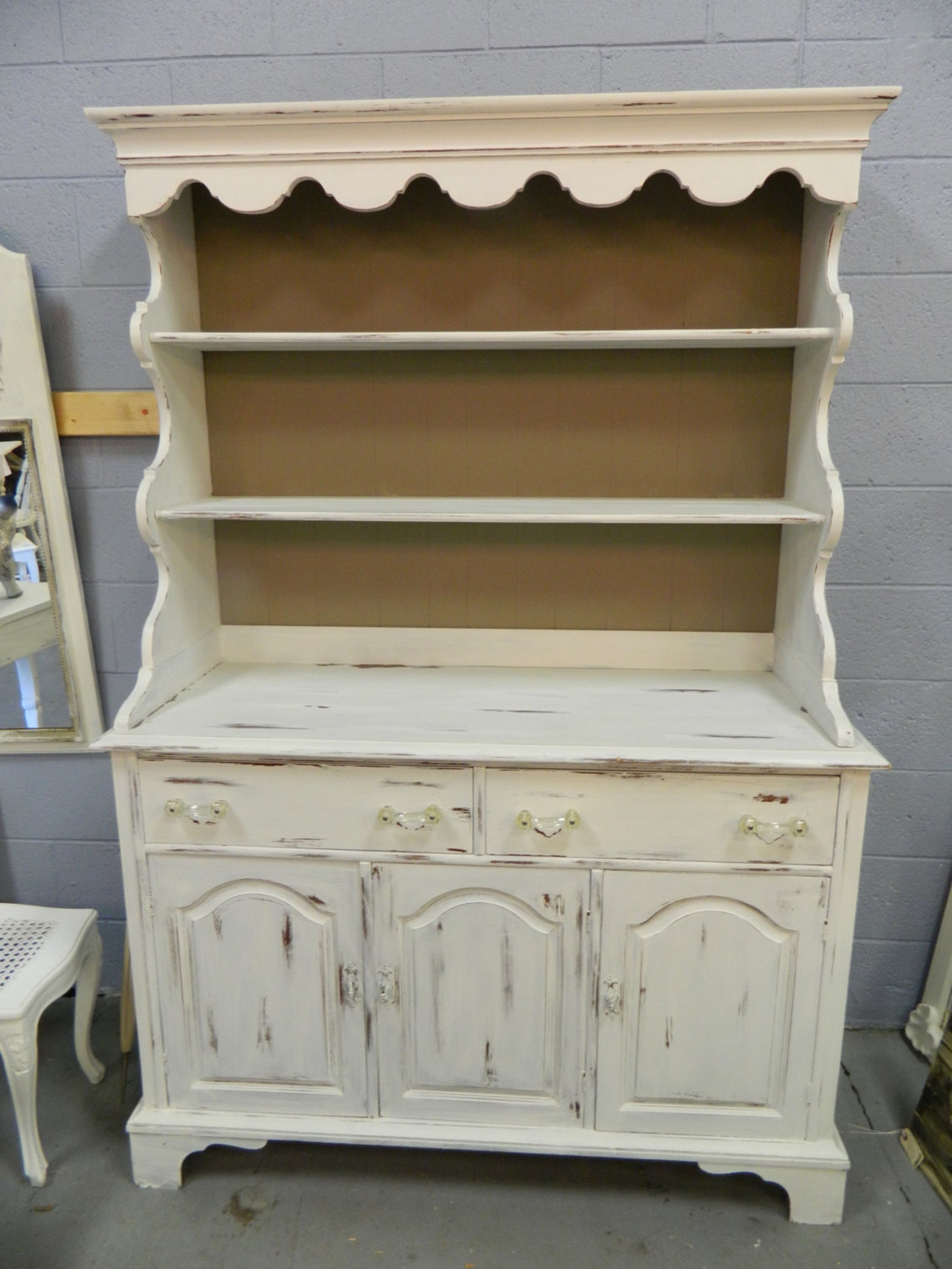 Shabby Painted Hutch, Mid Century Painted Hutch, Vintage White Hutch - Etsy