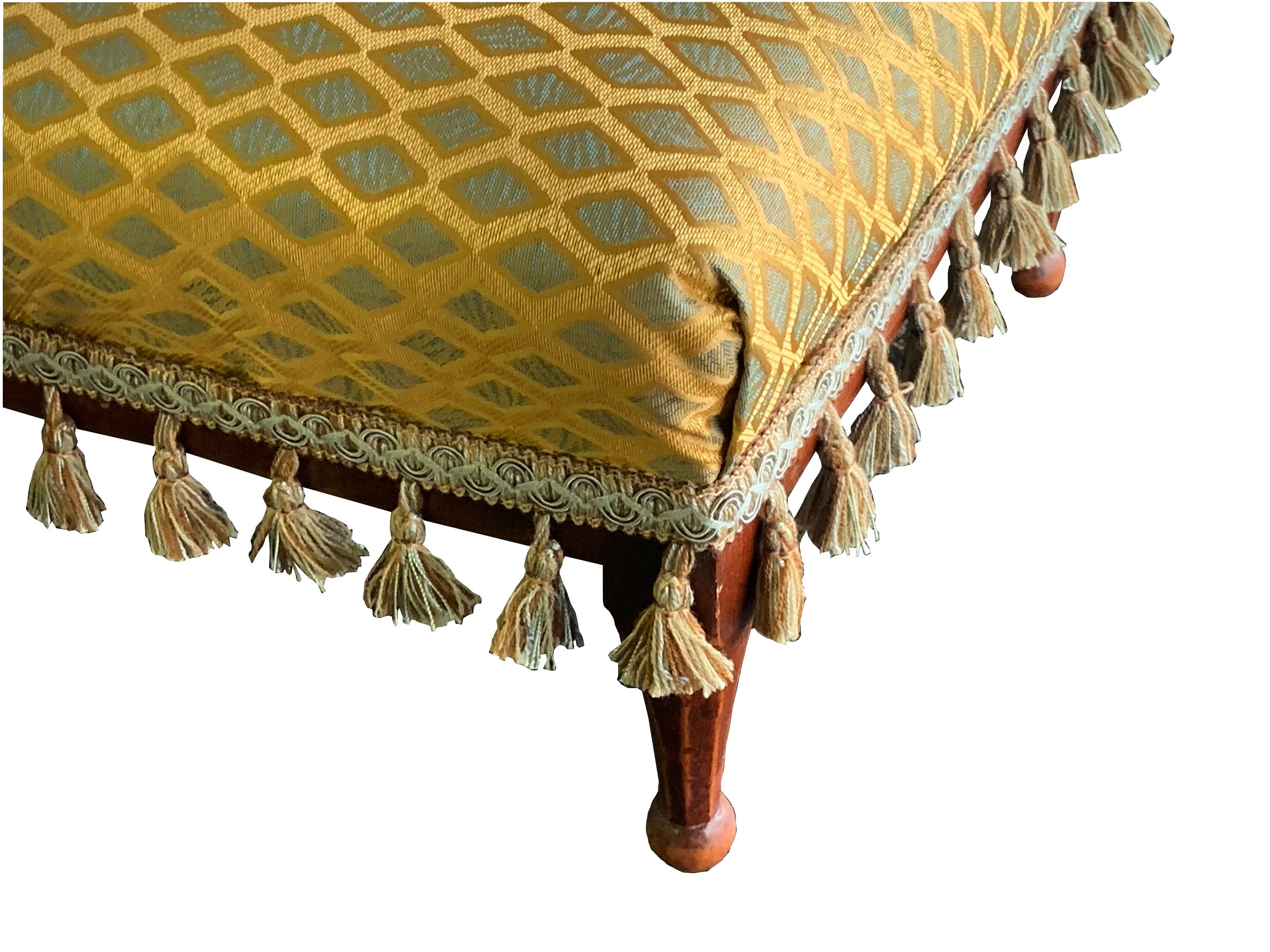 Antique English Upholstered Footstool Ottoman W/ Tassels - Etsy
