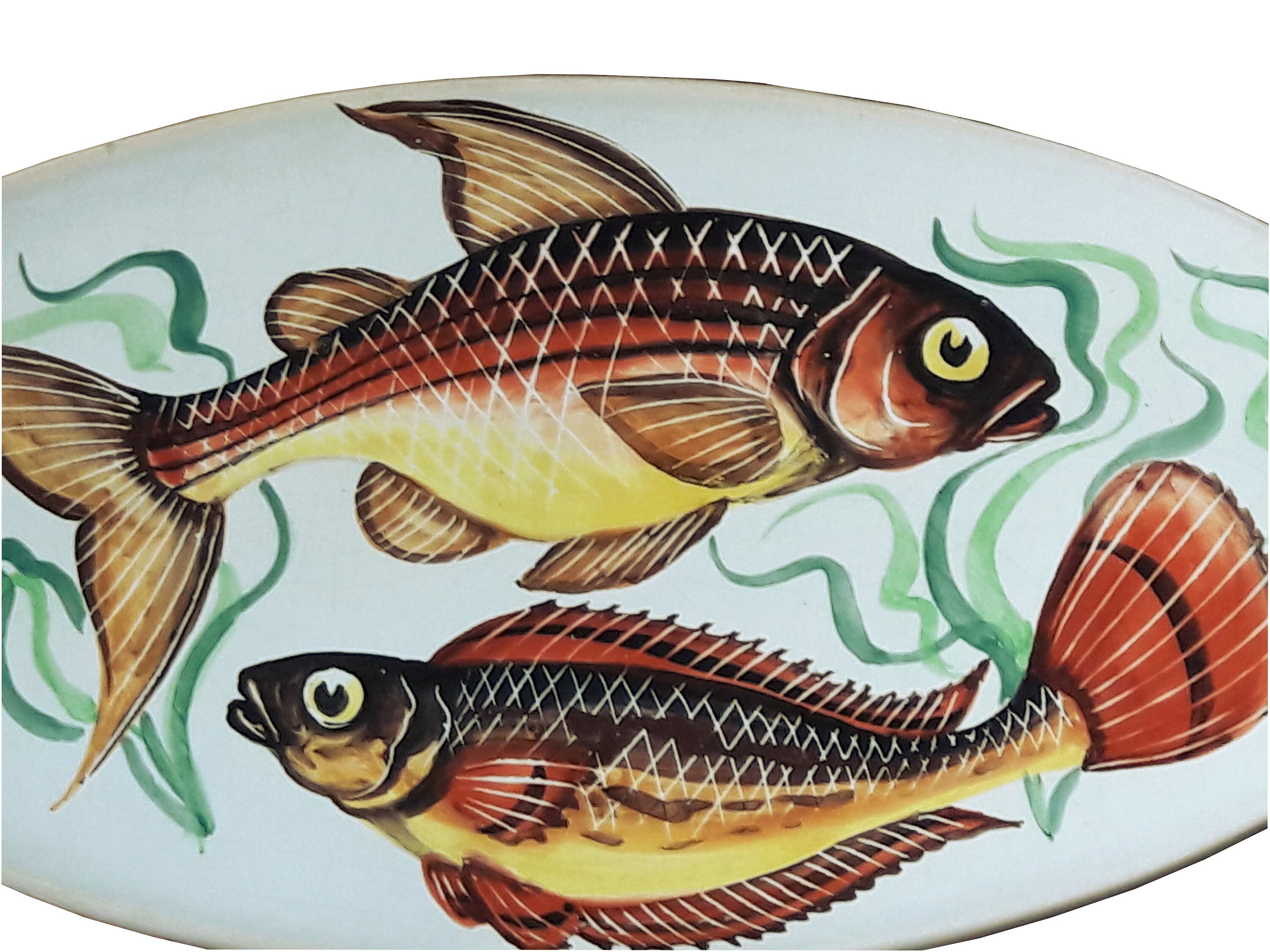 French Faience Fish Service Hand Painted Platter and 10 - Etsy