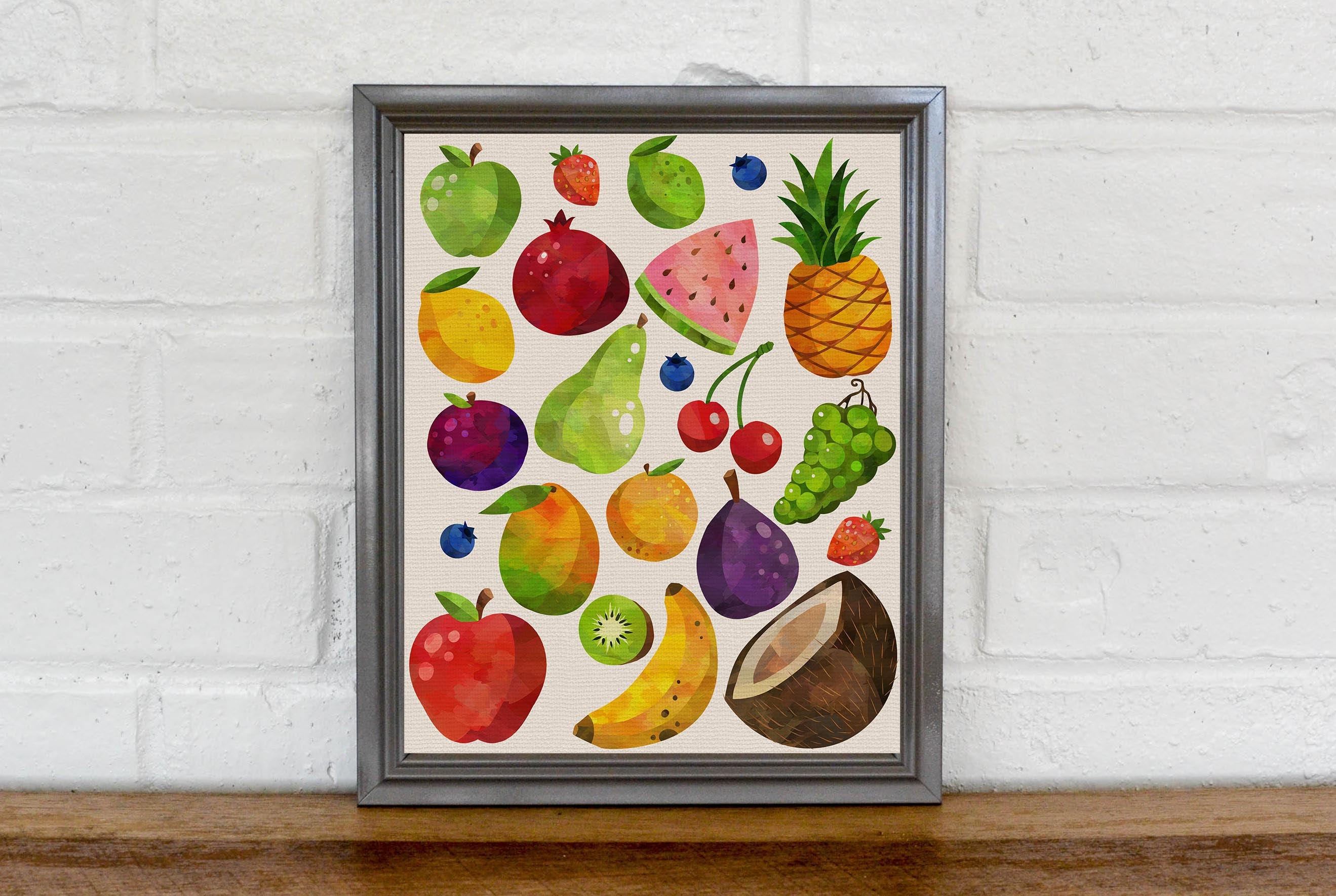 Watercolor Fruit Print, Printable, PDF 8x 10, Food Print - Etsy