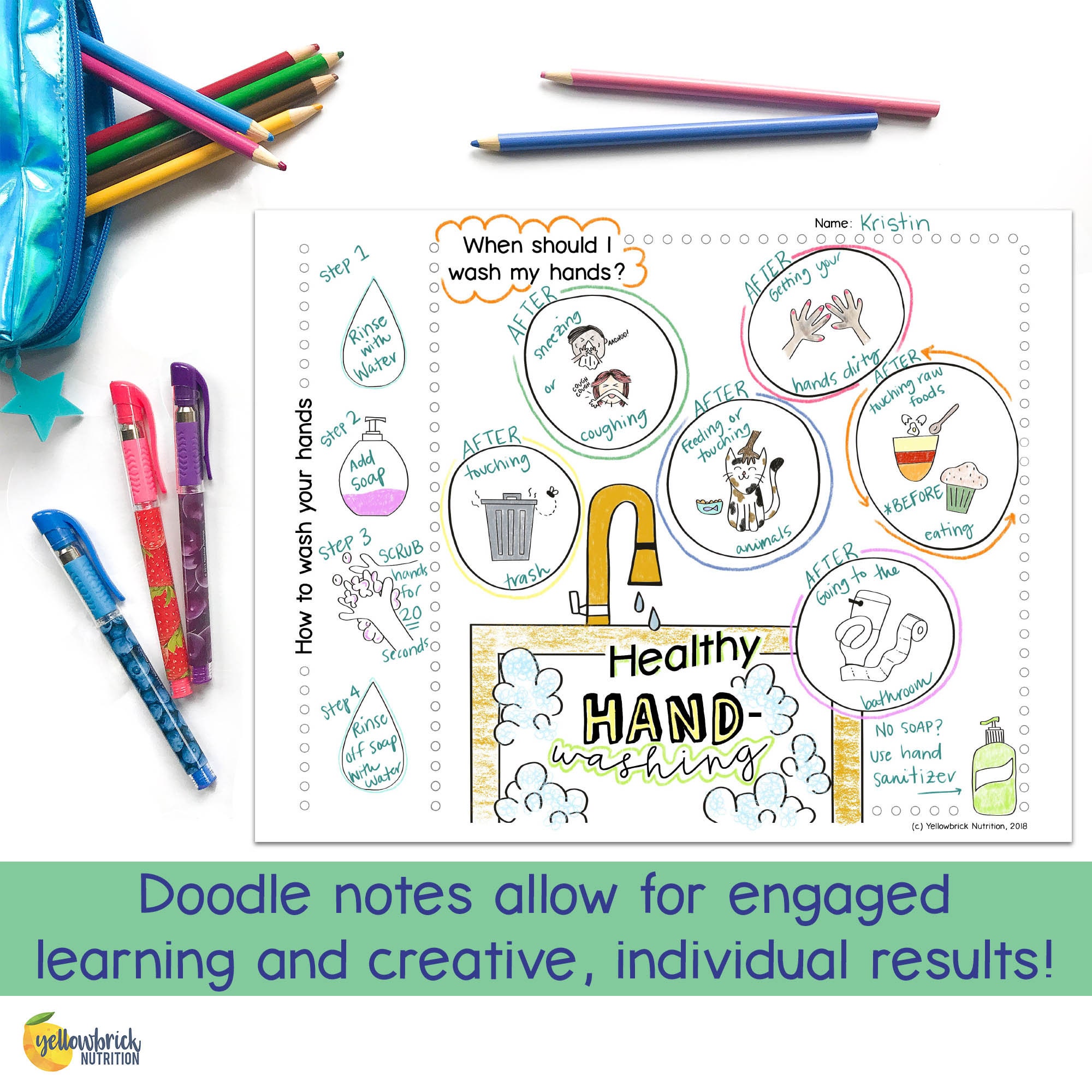 Doodle Note: Healthy Handwashing, PDF, Printable, Health - Etsy