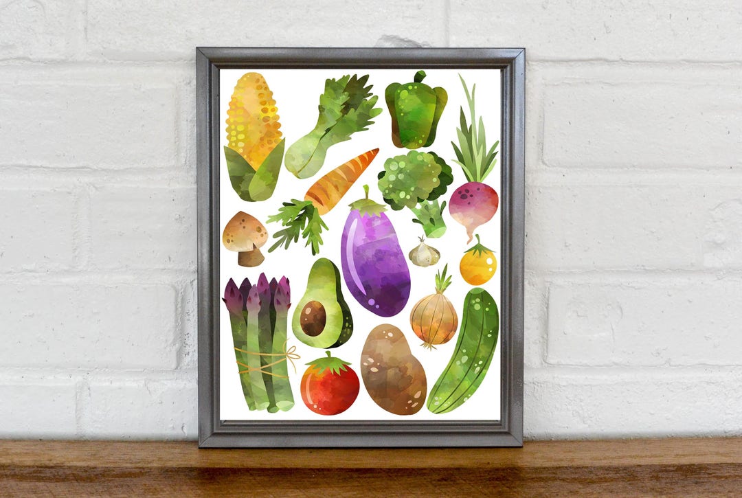 Watercolor Vegetable Printable, Print, PDF 8 X 10, Food Print - Etsy