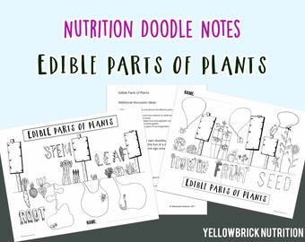 Edible Parts of Plants Doodle Note Color Handout Lesson - Etsy