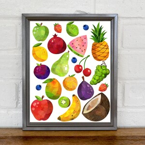 Watercolor Fruit Print, Printable, PDF 8x 10, Food Print - Etsy