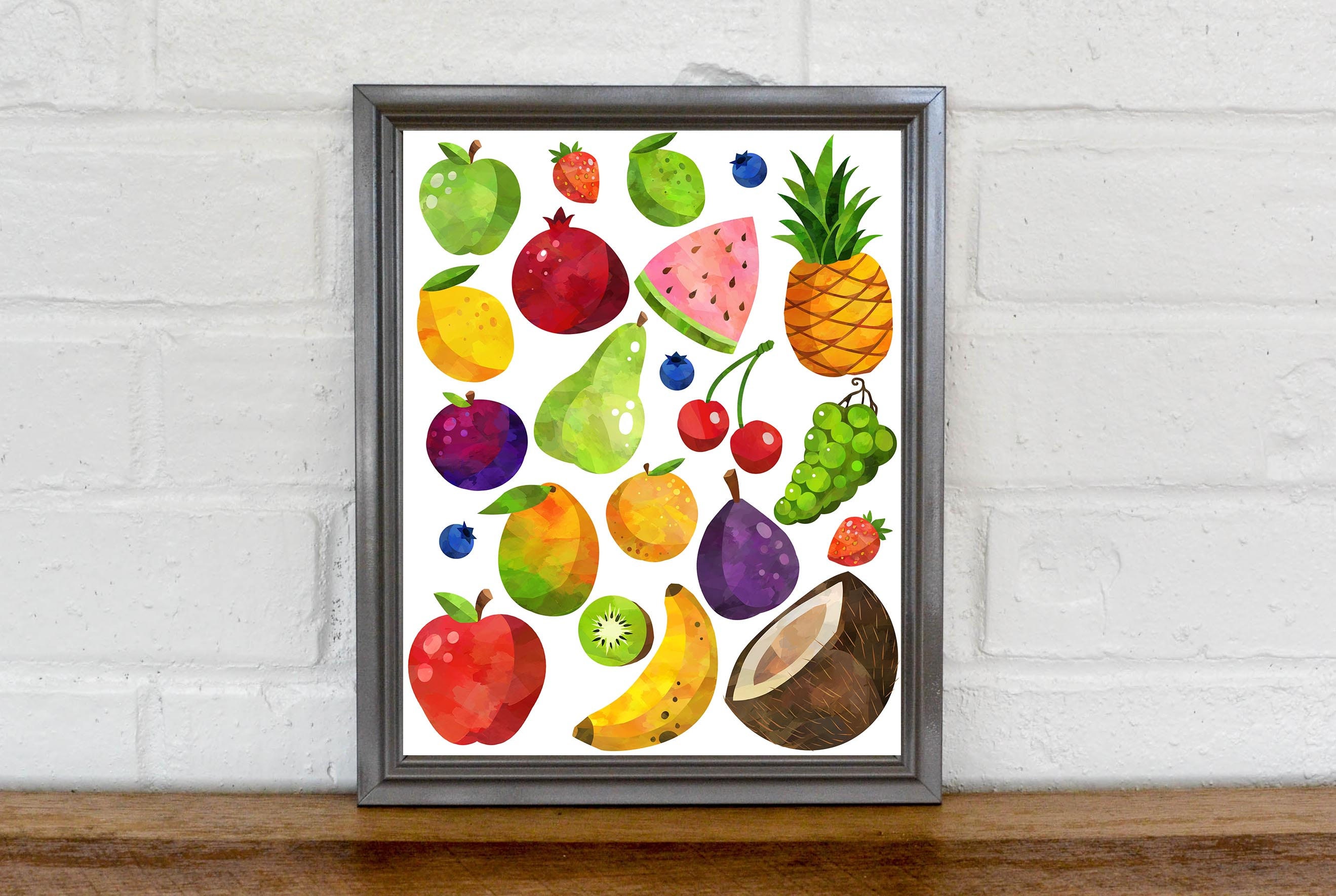 Watercolor Fruit Print, Printable, PDF 8x 10, Food Print - Etsy