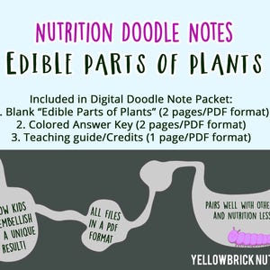 Doodle Note: Edible Parts of Plants - Etsy
