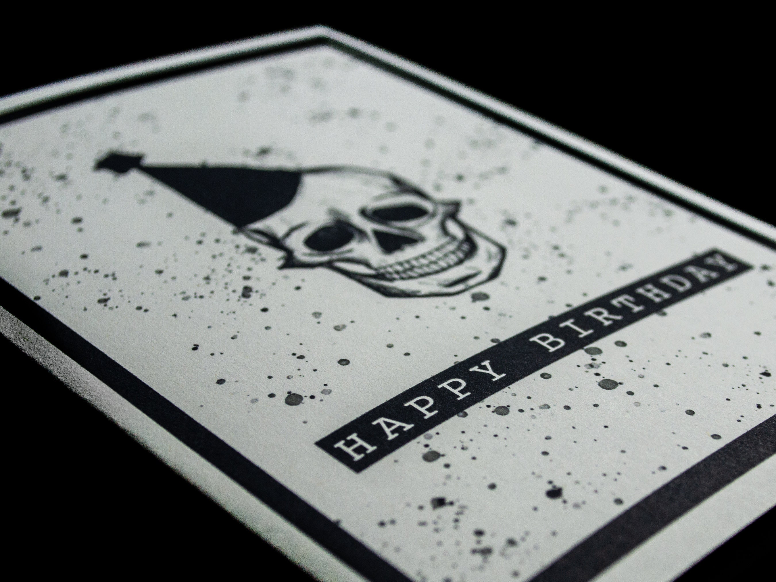 Gothic Happy Birthday Skull Card Spooky Skull With Party Hat - Etsy