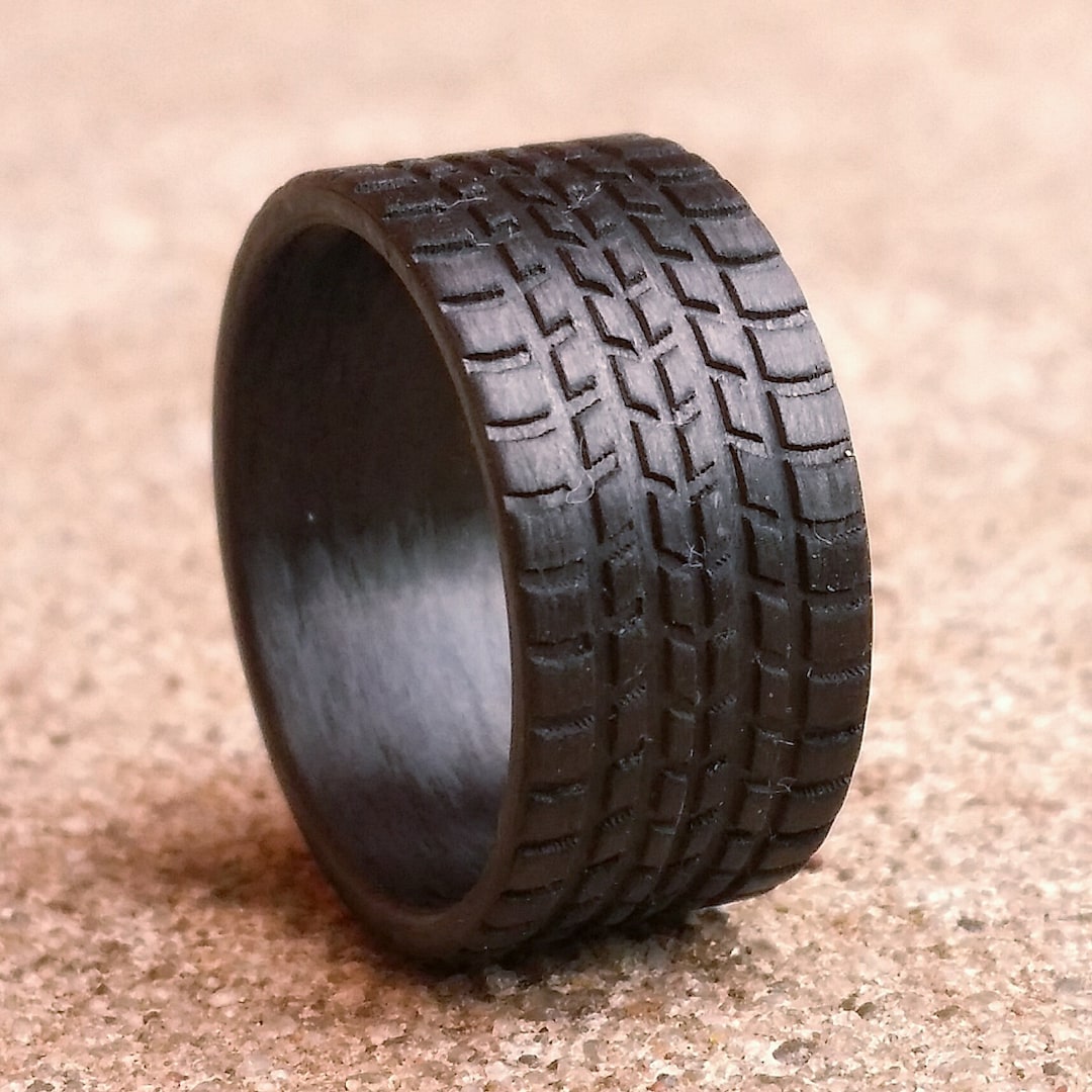 Sport Tire, Carbon Fiber Tread Ring, Sports Car Ring, 10mm Wide Wedding ...
