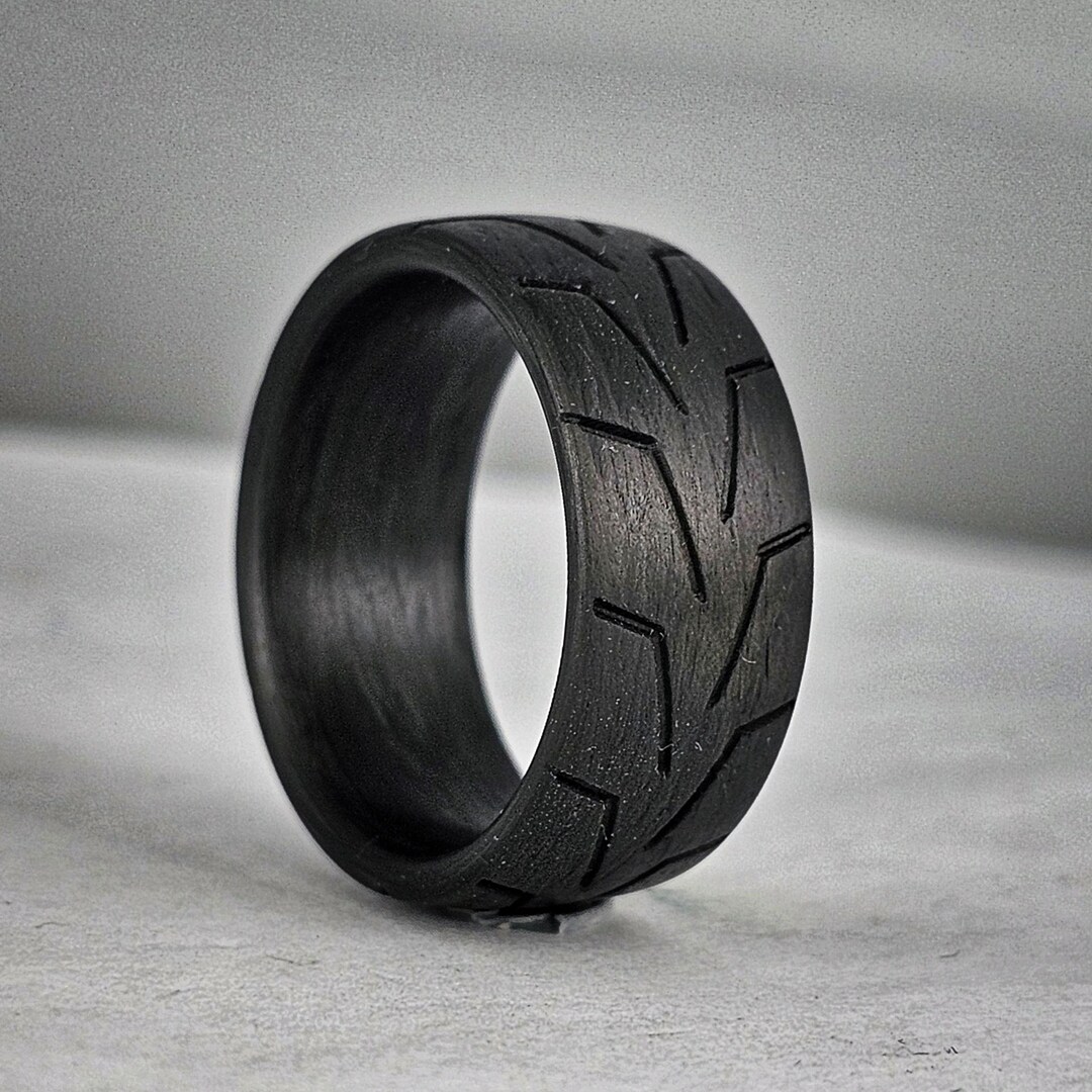 Carbon Fiber Tread Ring: Sturgis 12mm Biker Wedding Band - Etsy