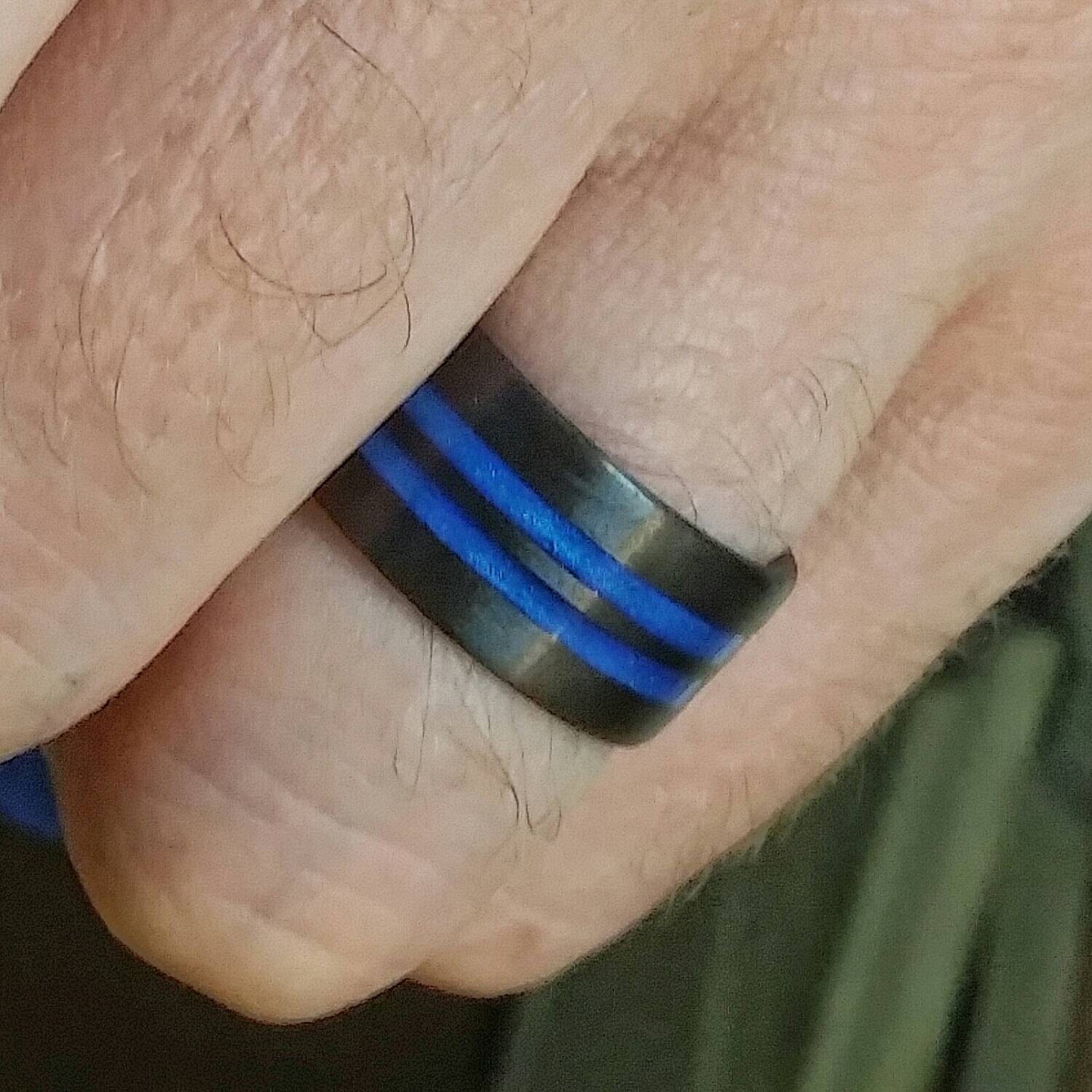 Double Blue Line Carbon Fiber Ring: Lightweight Comfort Fit - Etsy