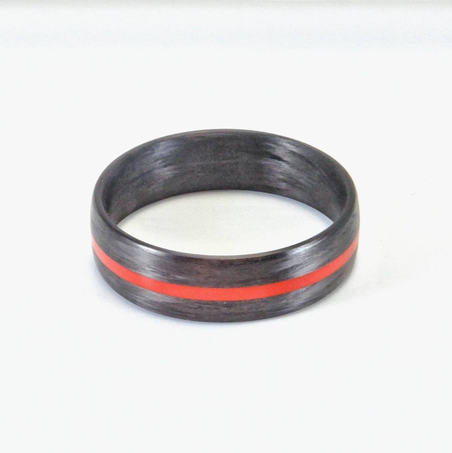 Thin Red Line Carbon Fiber Ring: Firefighter Wedding Band - Etsy