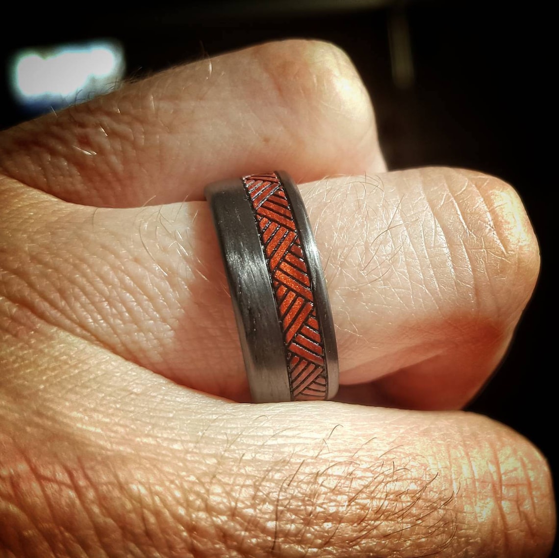 Terra Carbon Fiber Ring Subtle Wedding Ring 8mm Wide | Etsy