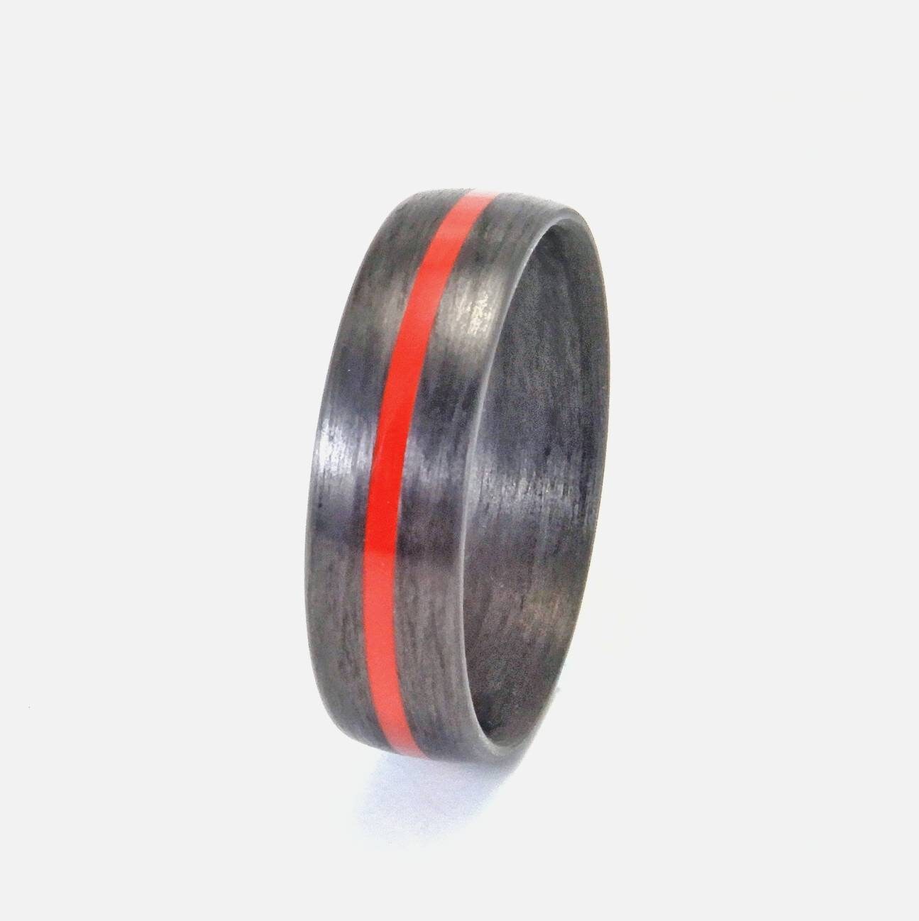 Thin Red Line Carbon Fiber Ring: Firefighter Wedding Band - Etsy