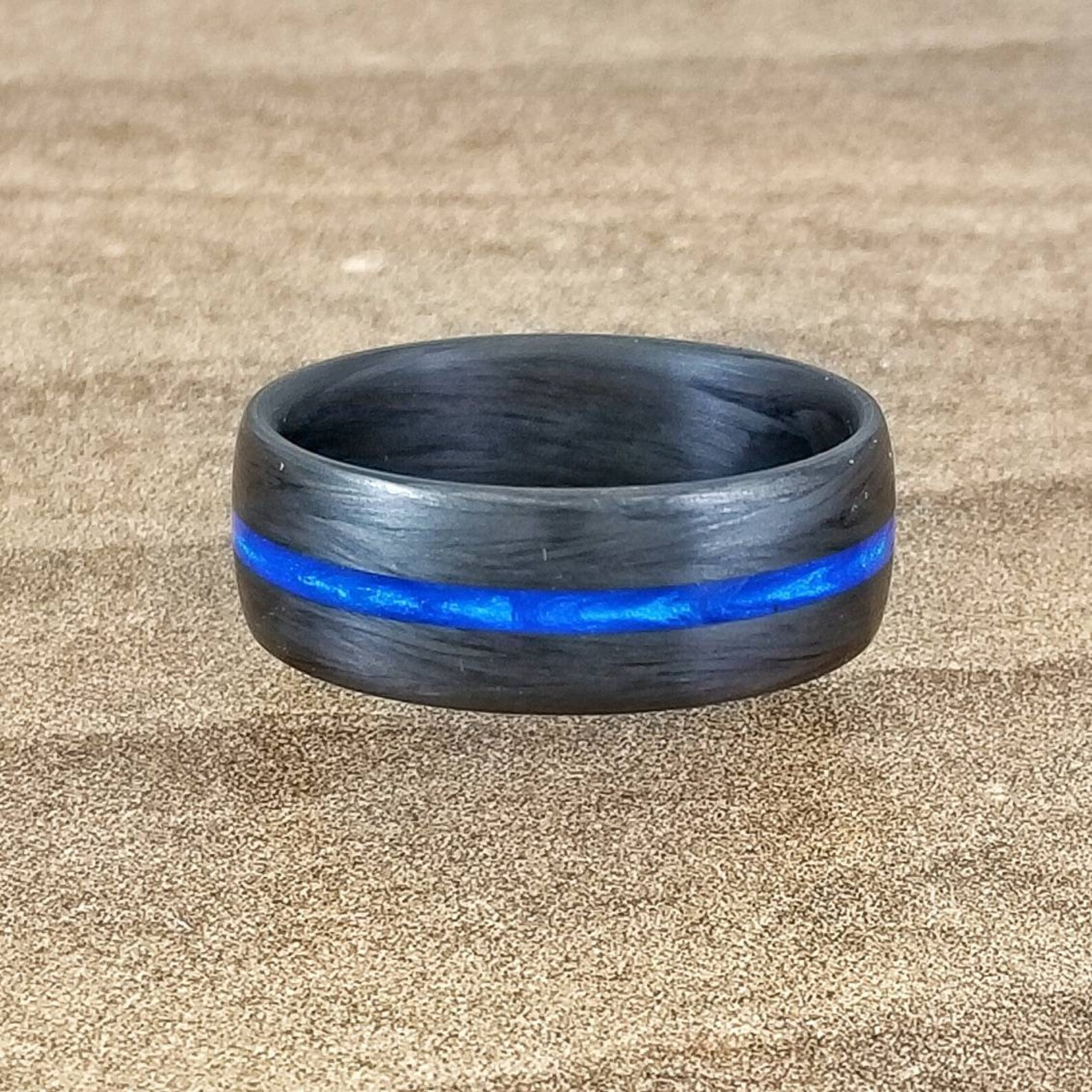 Thin Blue Line Ring Law Enforcement Wedding Ring 7mm Wide - Etsy
