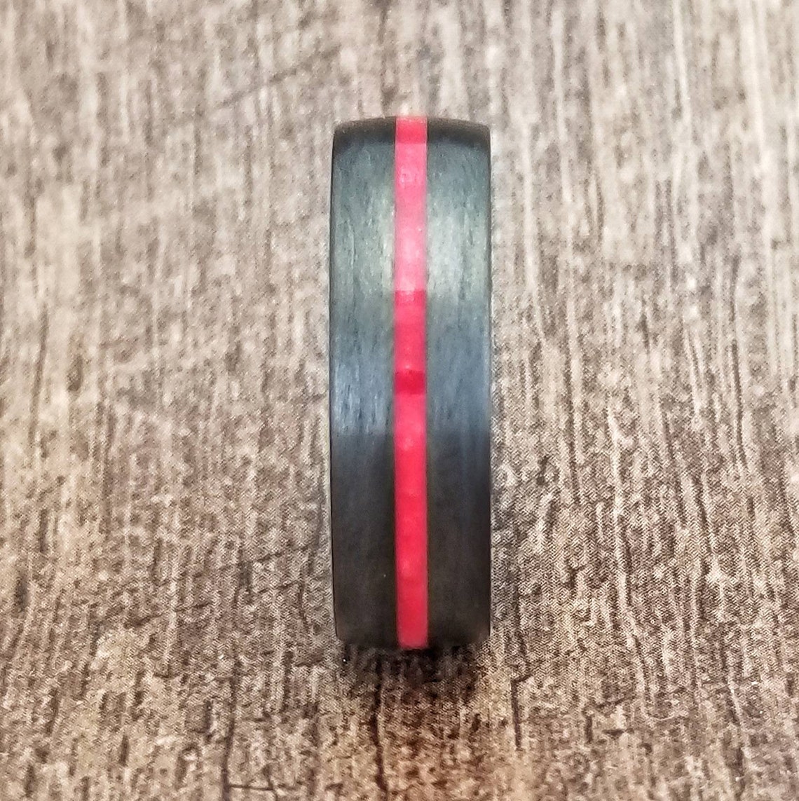 Thin Red Line Carbon Fiber Ring: Firefighter Wedding Band - Etsy