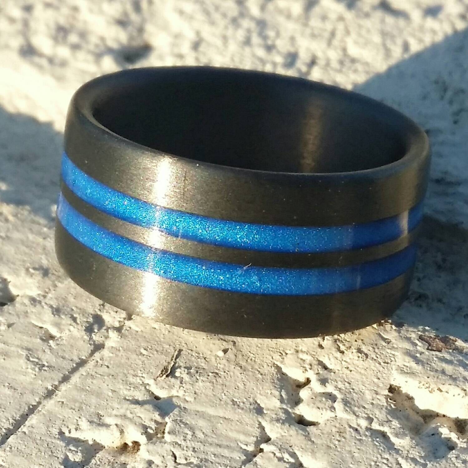 Double Blue Line Carbon Fiber Ring: Lightweight Comfort Fit - Etsy