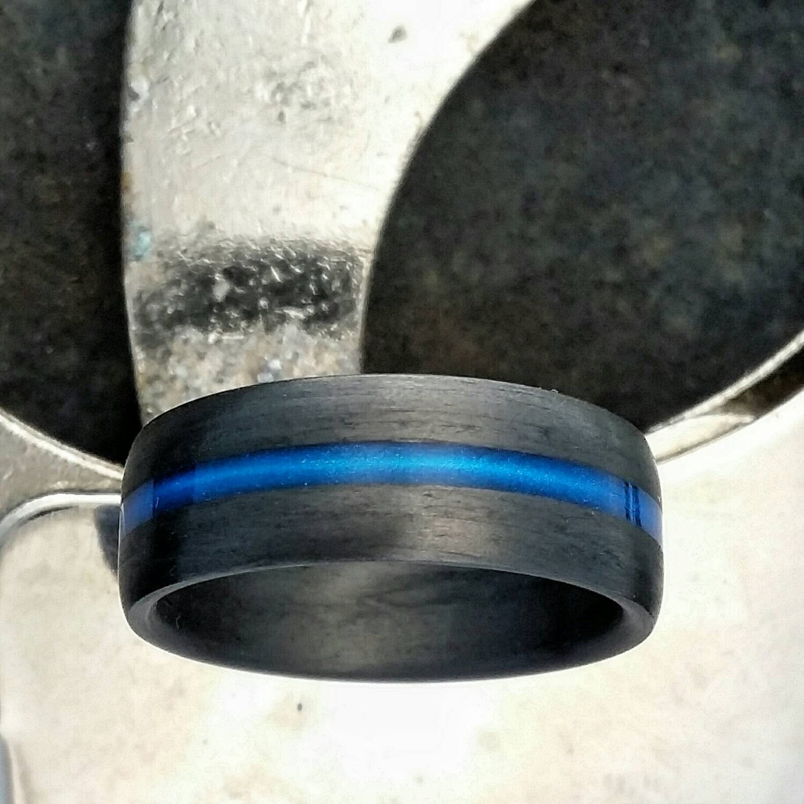 Thin Blue Line Ring Law Enforcement Wedding Ring 7mm Wide | Etsy