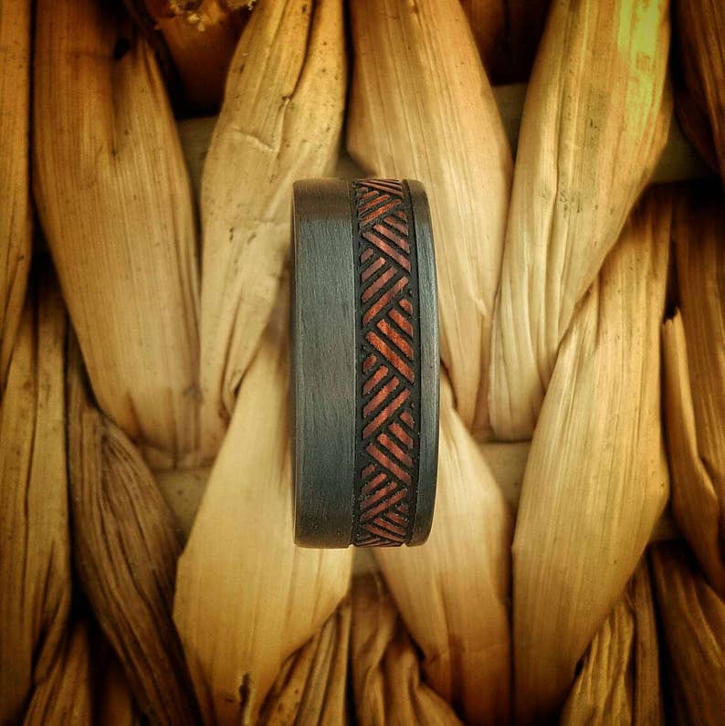 Terra Carbon Fiber Ring Subtle Wedding Ring 8mm Wide | Etsy