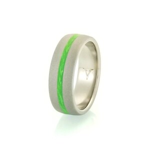 Thin Green Line Titanium Ring: Dark Matter Finish, Comfort Fit - Etsy