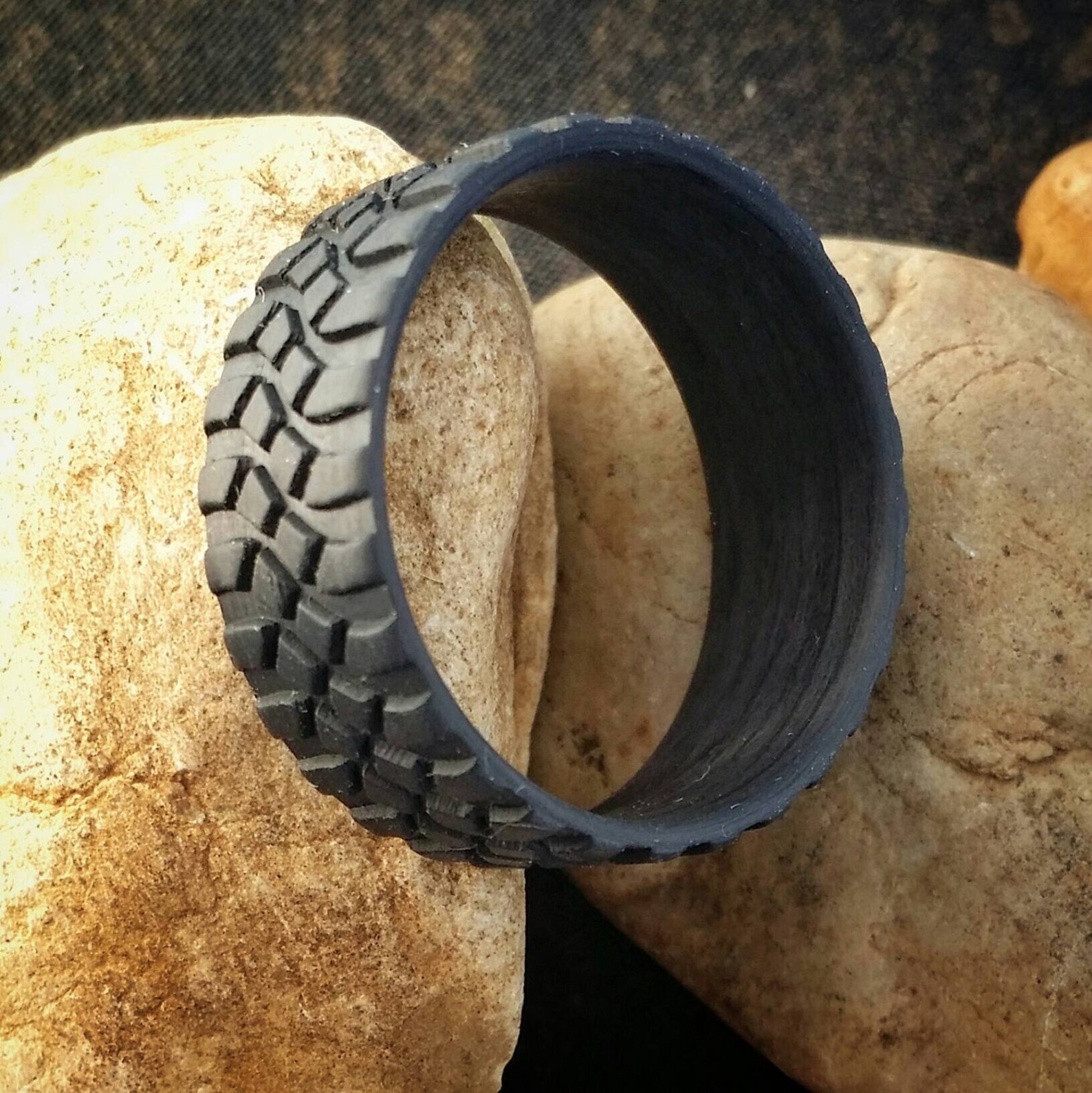 Crawler, Carbon Fiber Tread Ring: Rock Crawler Wedding Band, Jeep Guy ...