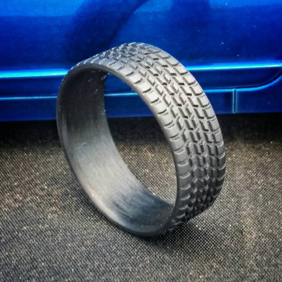 Sport Tire, Carbon Fiber Tread Ring, Sports Car Ring, 8mm Wide Wedding ...