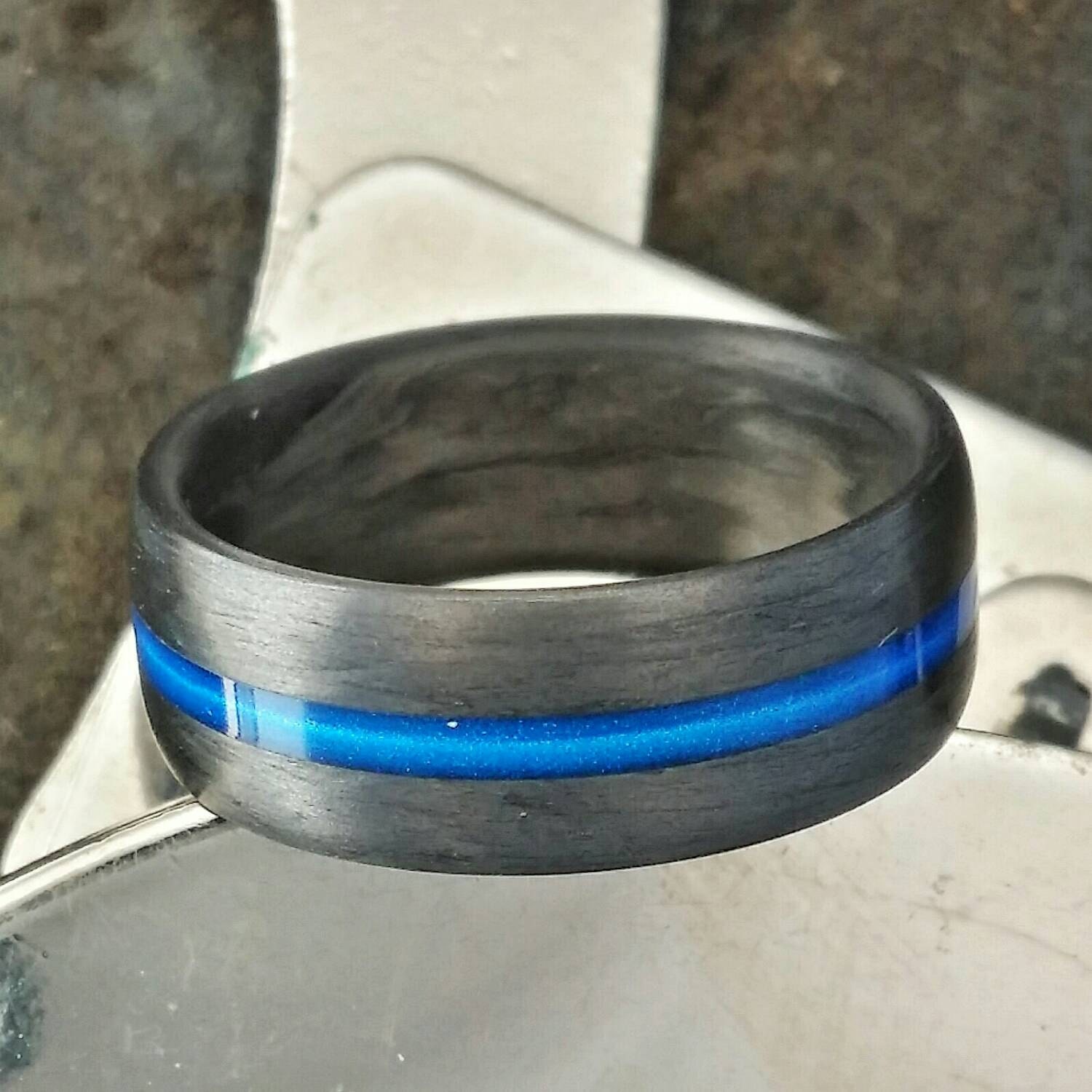 Thin Blue Line Ring Law Enforcement Wedding Ring 7mm Wide - Etsy